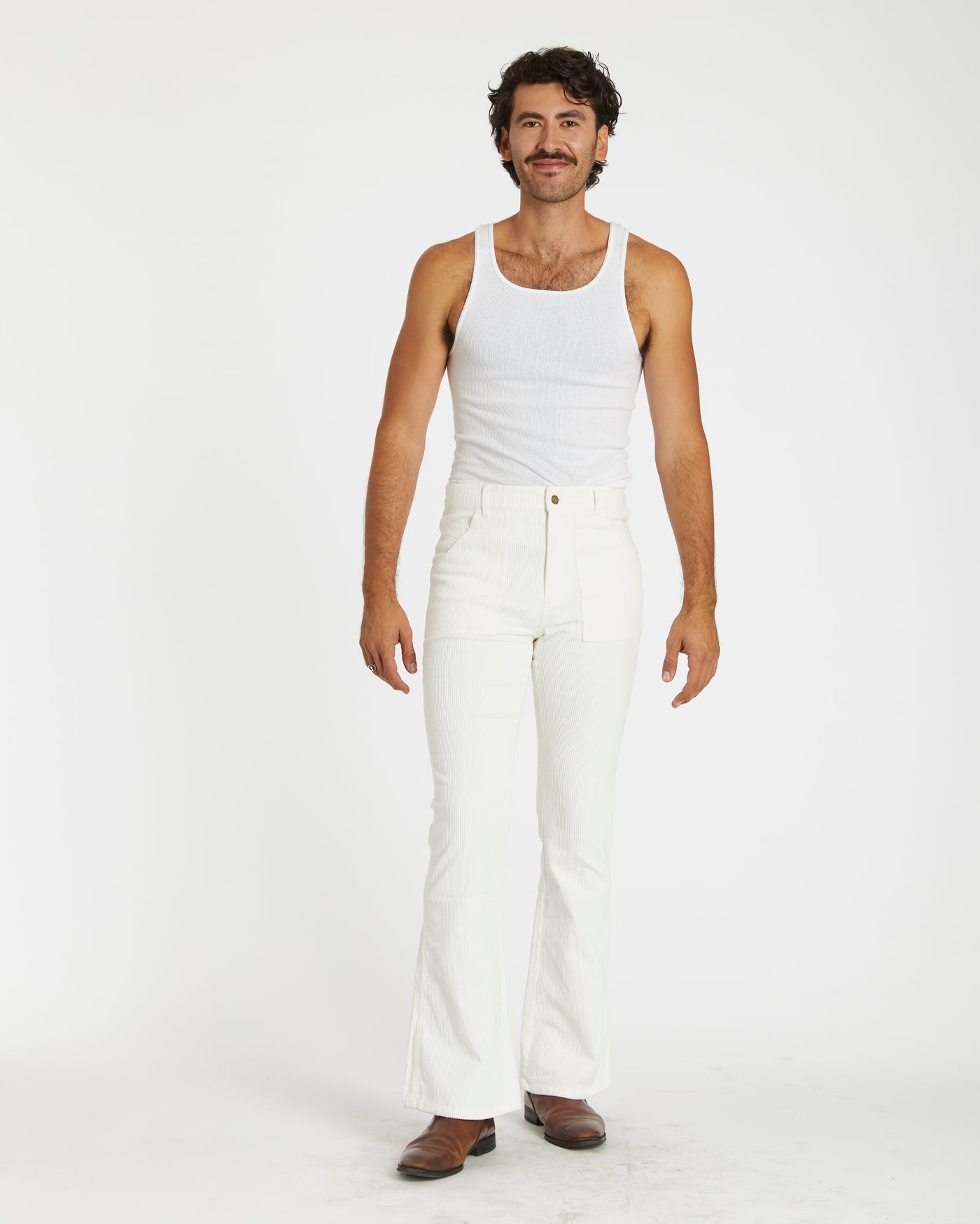Hammies Men's Corduroy Bell Bottoms (White)