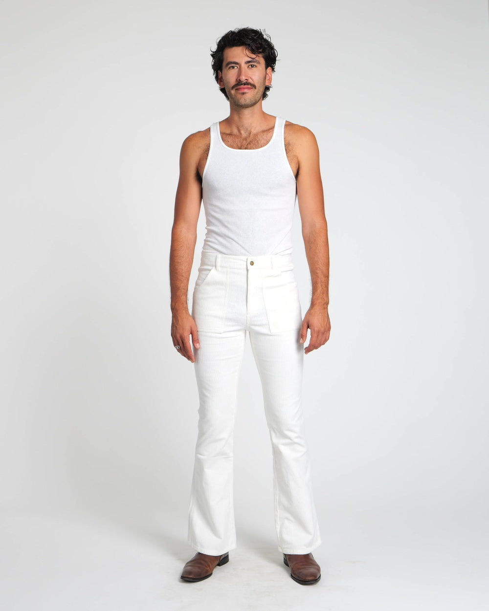 Hammies Men's Corduroy Bell Bottoms (White)