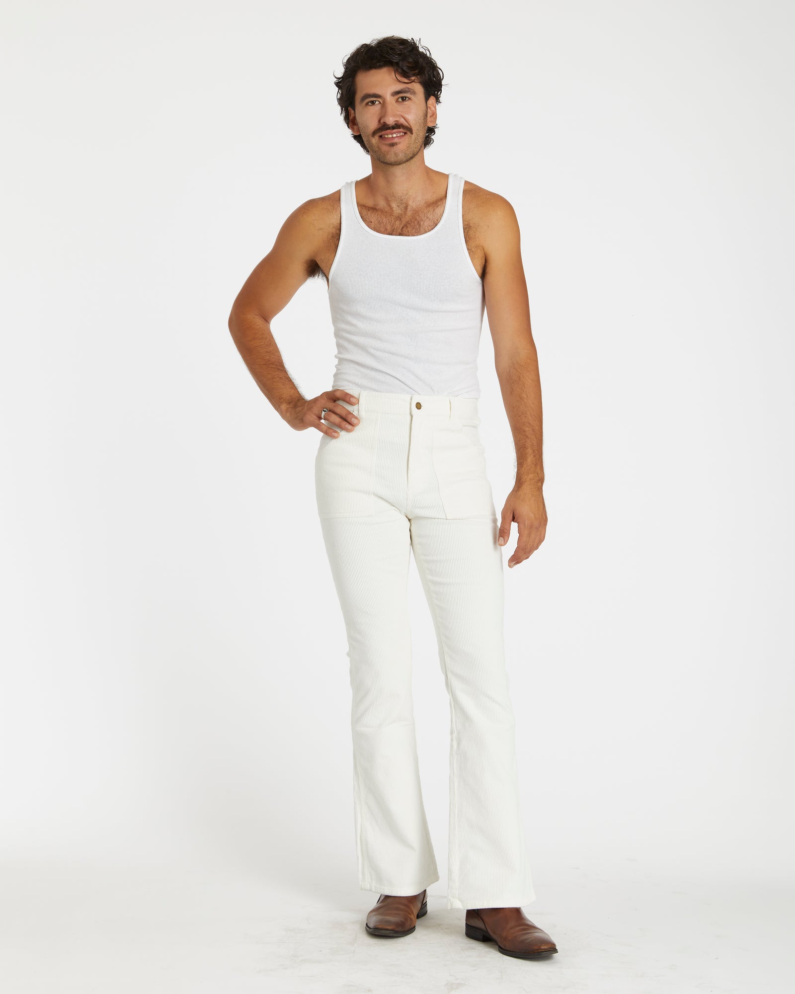 Hammies Men's Corduroy Bell Bottoms (White)