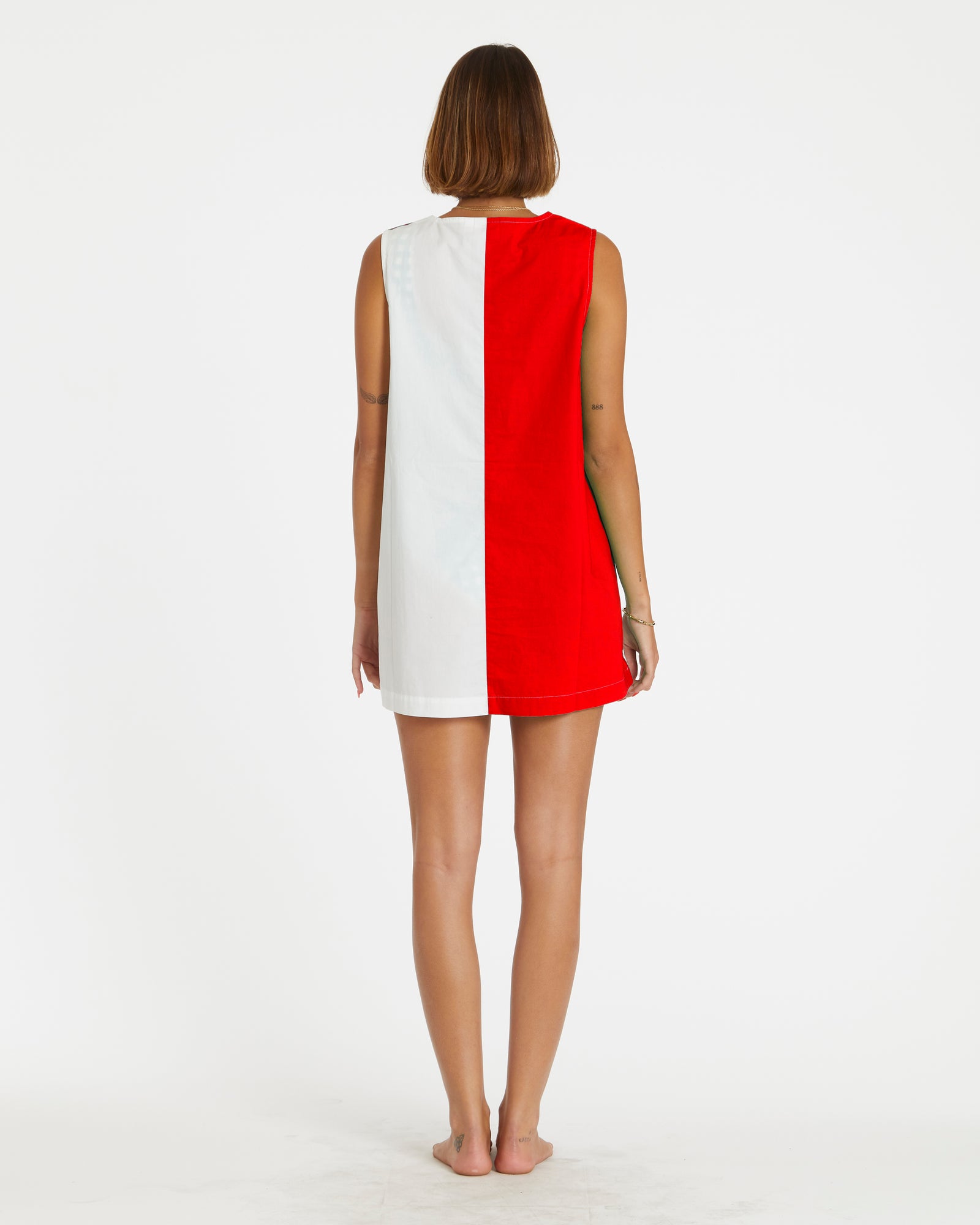 Hammies Two-Tone Smock (Red/White)